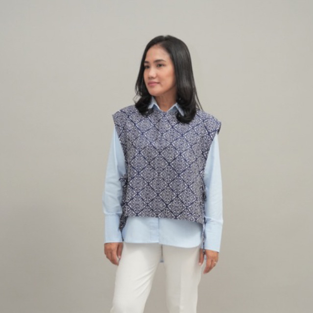 Jual Kemeja dan Vest Batik Cantik A2101 Biru | Shopee Indonesia