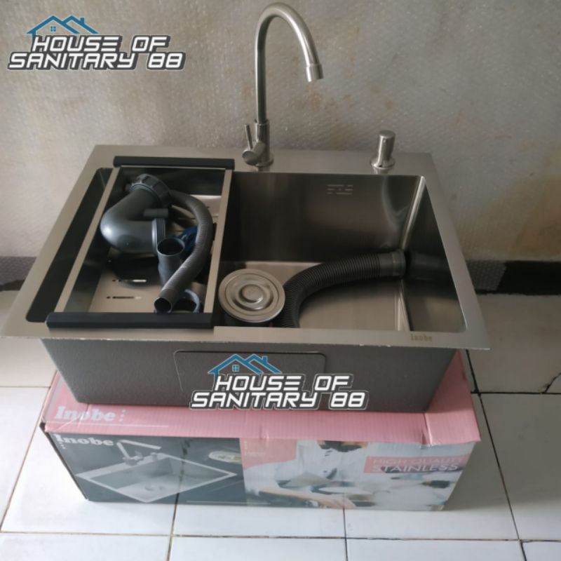 Jual Paket komplit Kitchen Sink INOBE 6045 Stainless + kran Pipa ...