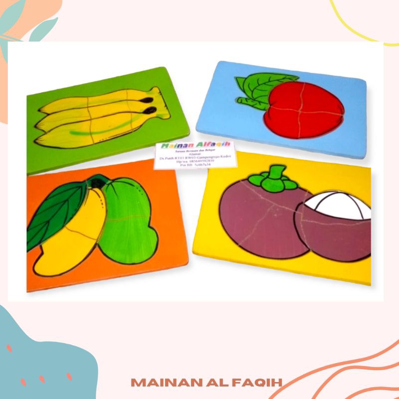 Jual Mainan Edukasi Anak / 4 Puzzle Kayu Buah / Puzzle Buah-Buahan ...