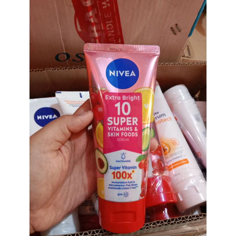 Jual NIVEA Extra Bright 10 Super Vitamin & Skin Foods Serum 180ML/ Body ...