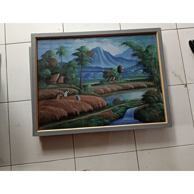 Jual hiasan dinding cetak pemandangan indah plus bingkai real pict ...