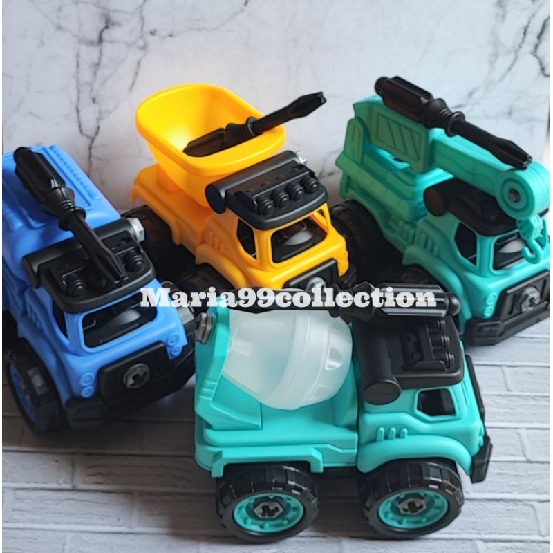 Jual Mainan Anak DIY Mobil Truk Rakit Konstruksi Bongkar Pasang Dengan ...
