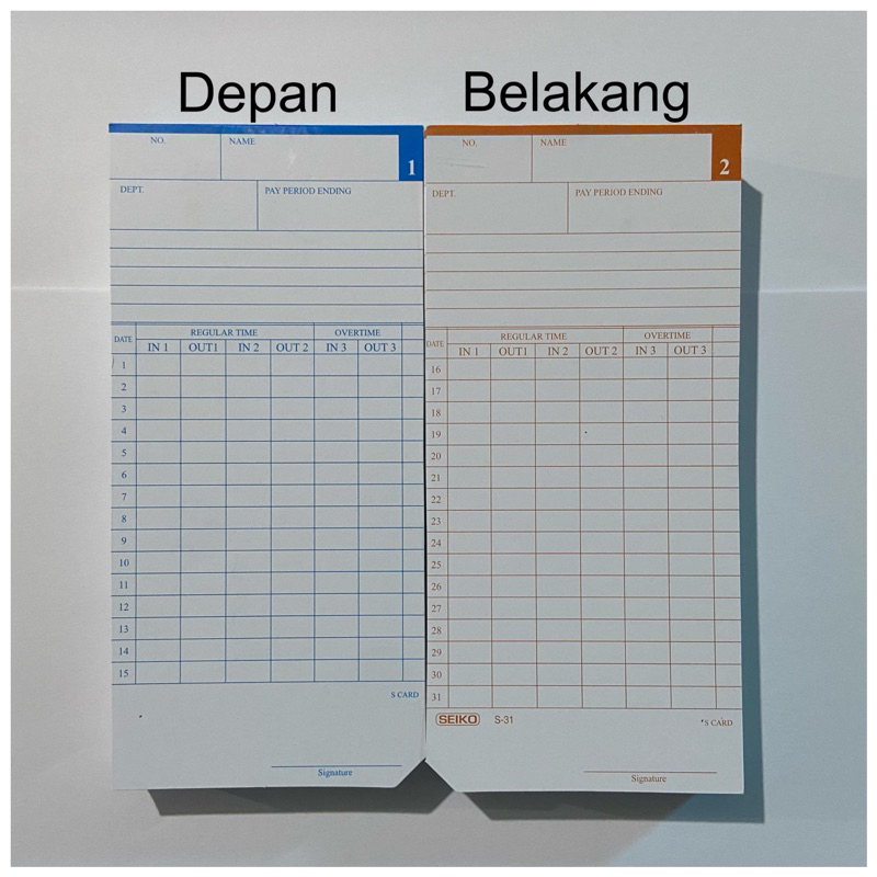 Jual Kartu Absensi Seiko QR350 / QR550 Baru Kartu Absen Checkclock S31 ...