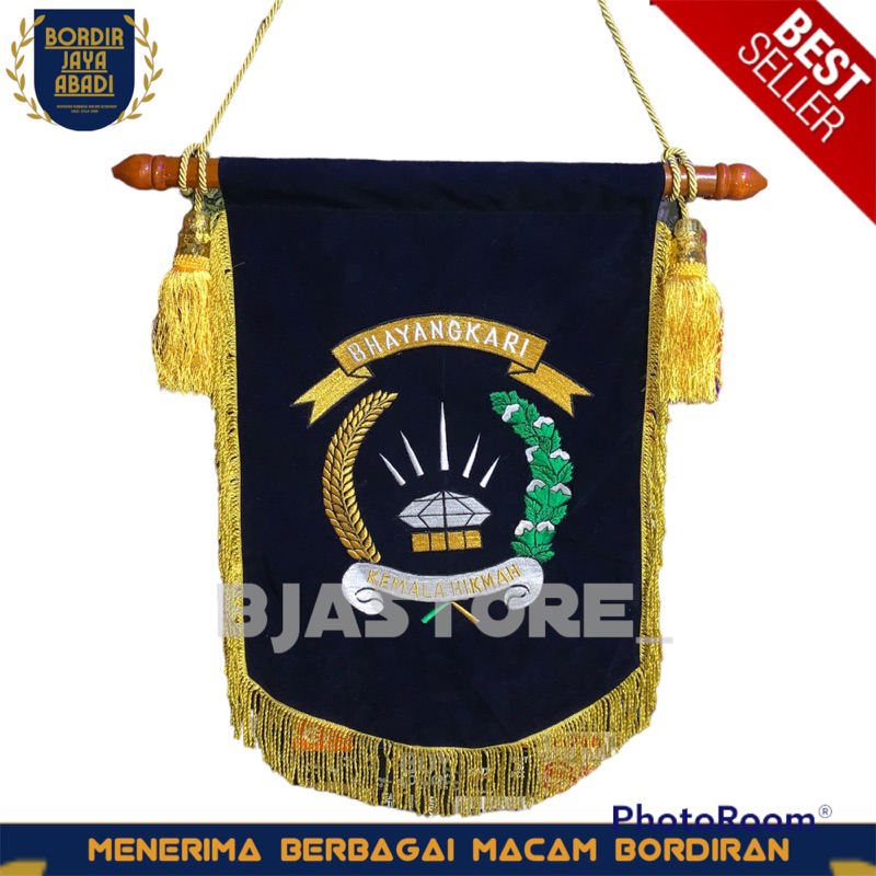 Jual Bendera Vandel Bhayangkari Ranting 40x58 Satu Set Palang Kayu ...
