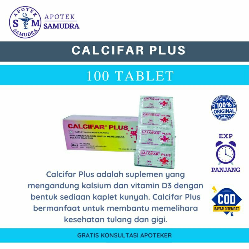 Jual CALCIFAR PLUS TABLET - 1 BOX ISI 10 STRIP (vitamin tulang vitamin ...