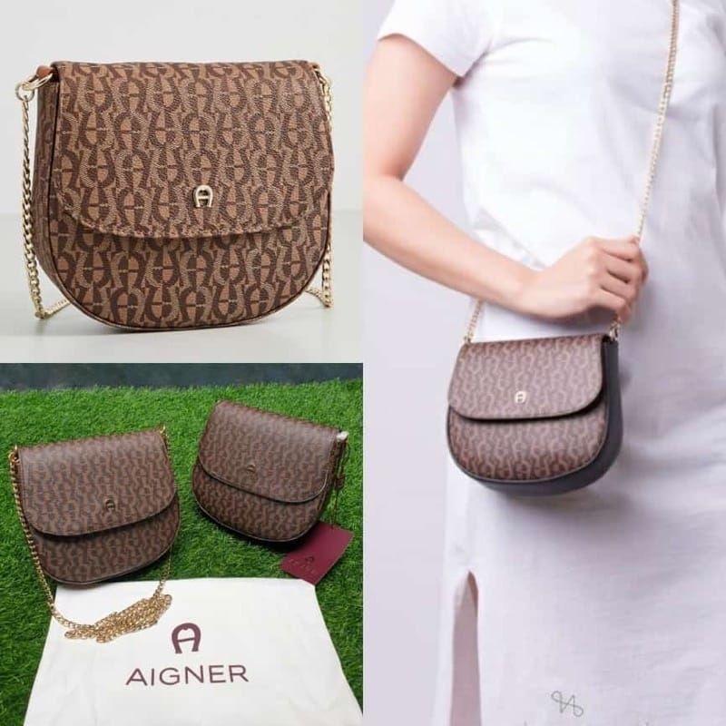 Jual AIGNER AVA SMALL CROSSBODY BAG SIGNATURE BROWN | Shopee Indonesia