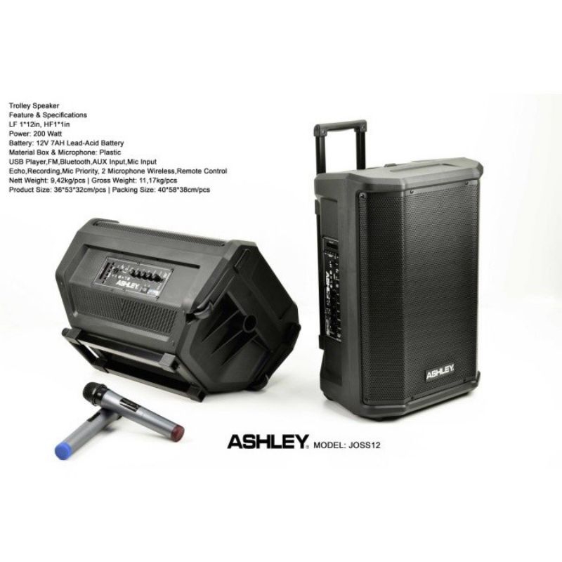 Jual Ashley Speaker Portable Meeting JOSS 12 Original - 12 Inch ...