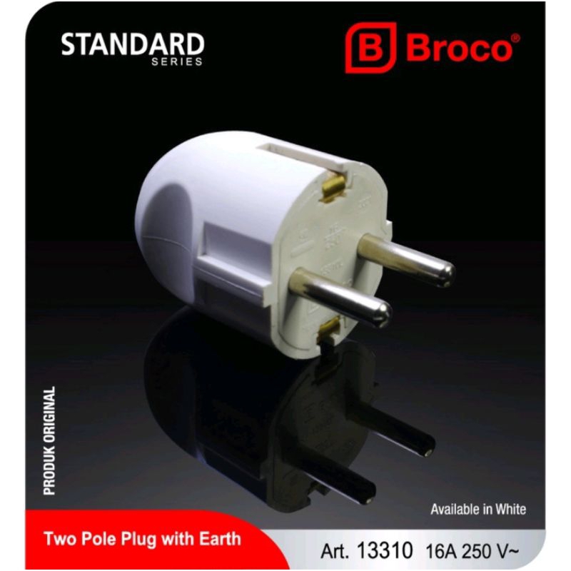 Jual Steker Arde Bulat BROCO 13310 / Colokan Bulat BROCO Putih | Shopee ...