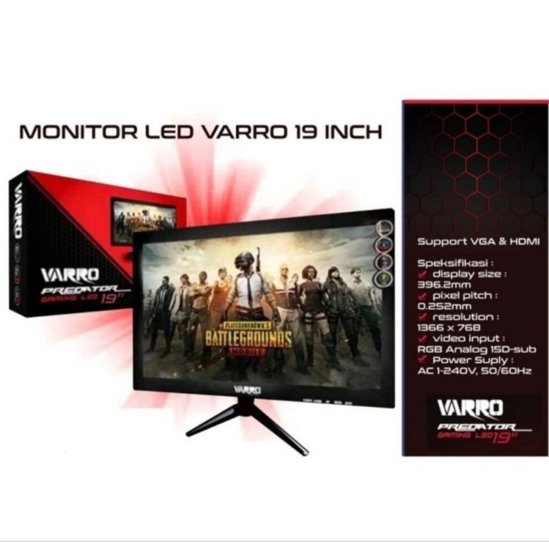 Jual Monitor LCD Varro 19 inch ( VGA + HDMI ) | Shopee Indonesia