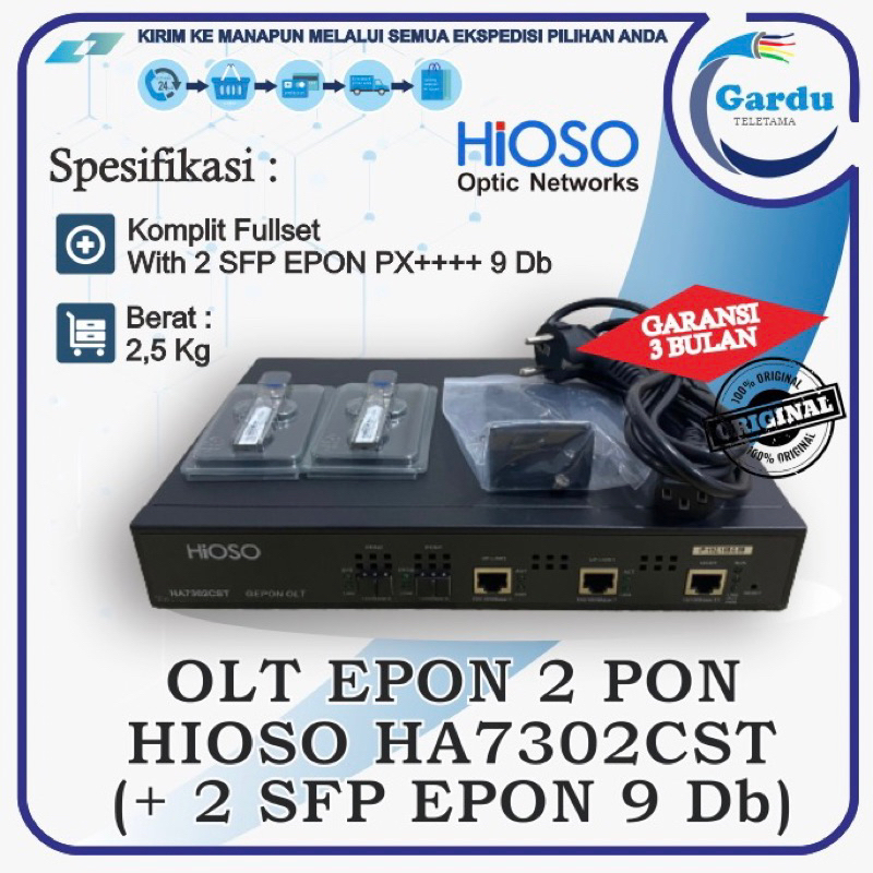 Jual OLT EPON 2 PON HIOSO HA7302CST Include SFP EPON PX+++ 7 Db, 8 Db, 9 Db (2Pcs) / Unit Only ...