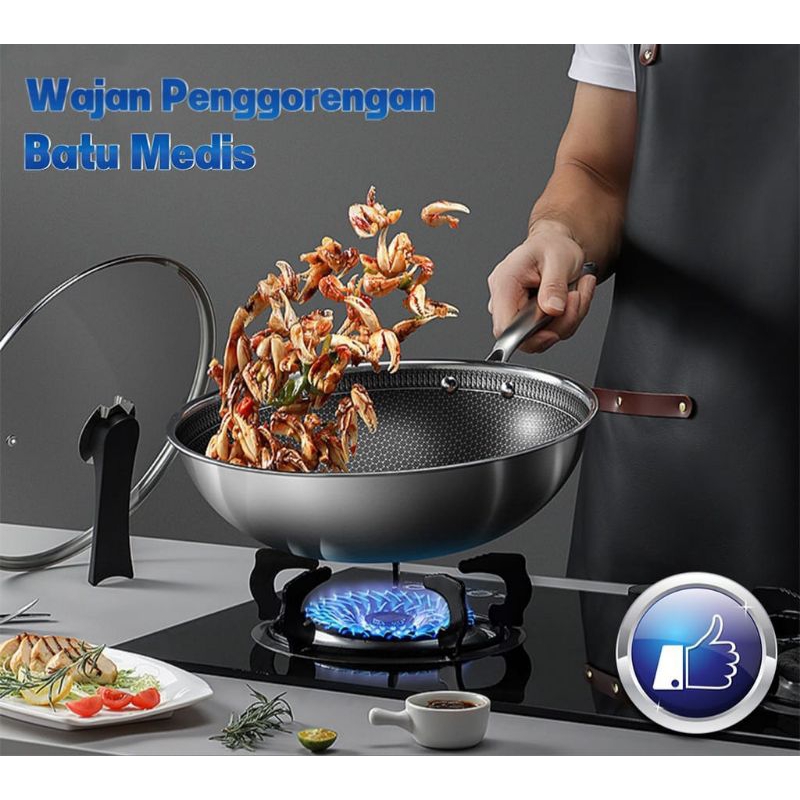 Jual Wajan Penggorengan Anti Lengket Stainless Steel Ukuran 32cm Teflon ...