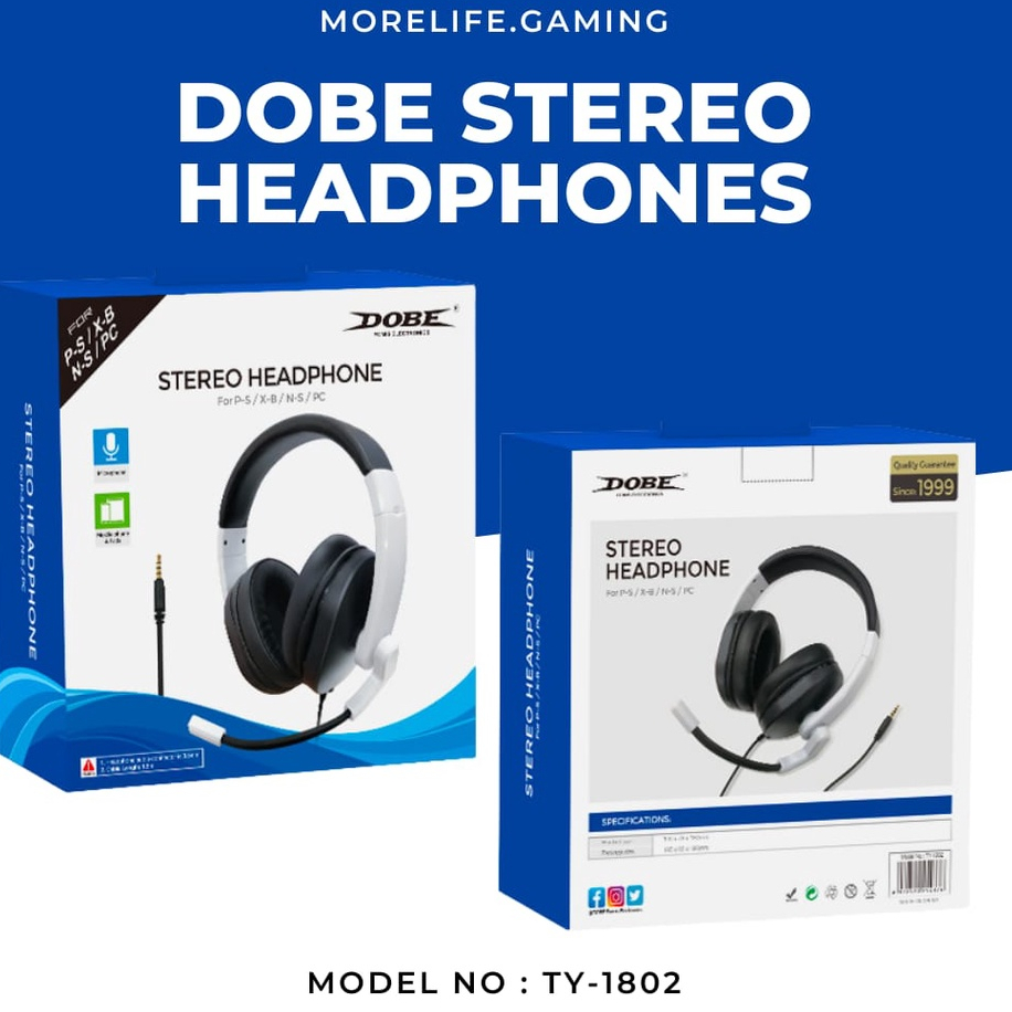 Jual Dobe Stereo Gaming Headphone Headset TY-1802, PS5, PS4, PC, Switch ...