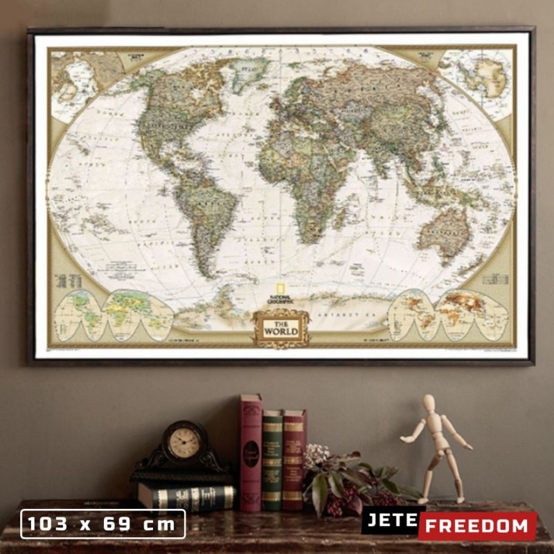 Jual Poster Dinding Peta Dunia Aesthetic Besar 103 x 69 cm Large ...