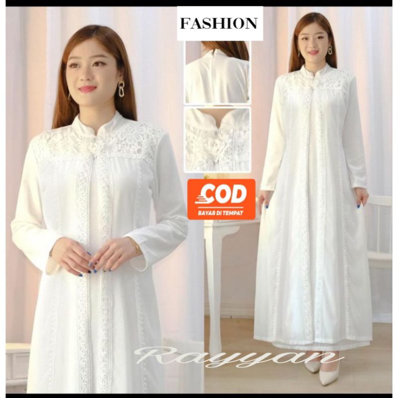 Jual Baju Gamis Putih wanita baju Gamis Abaya putih tulang Dress baju ...