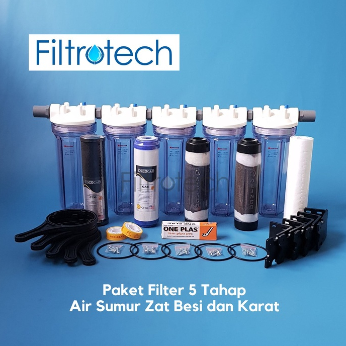 Jual Paket Filter Sumur zat besi, karat, kuning 5 Housing 10" Clear | Shopee Indonesia