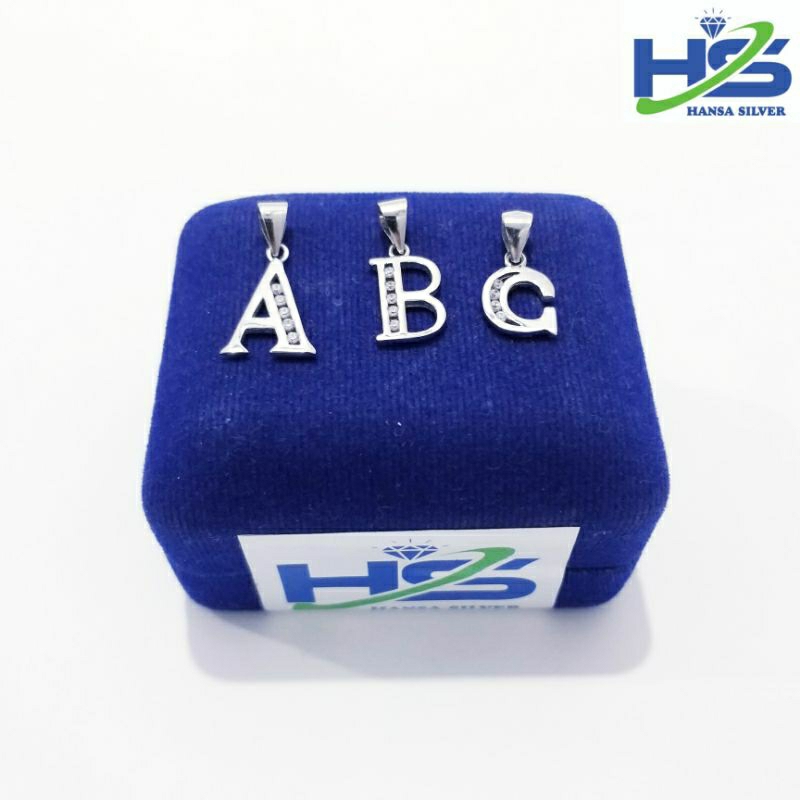 Jual Liontin Perak Asli Silver 925 Lapis Emas Putih Liontin Huruf ...