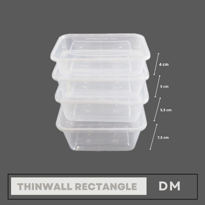 Jual [25 Pcs] Kotak Makan Thinwall Rect Persegi - 500ml 650ml 750ml 1000ml | Shopee Indonesia