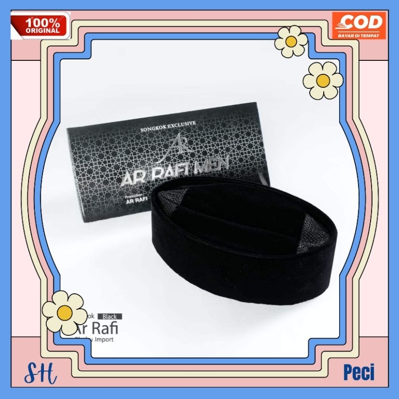 Jual peci songkok kopiah kopeah hitam polos bludru AC exclusive tinggi ...