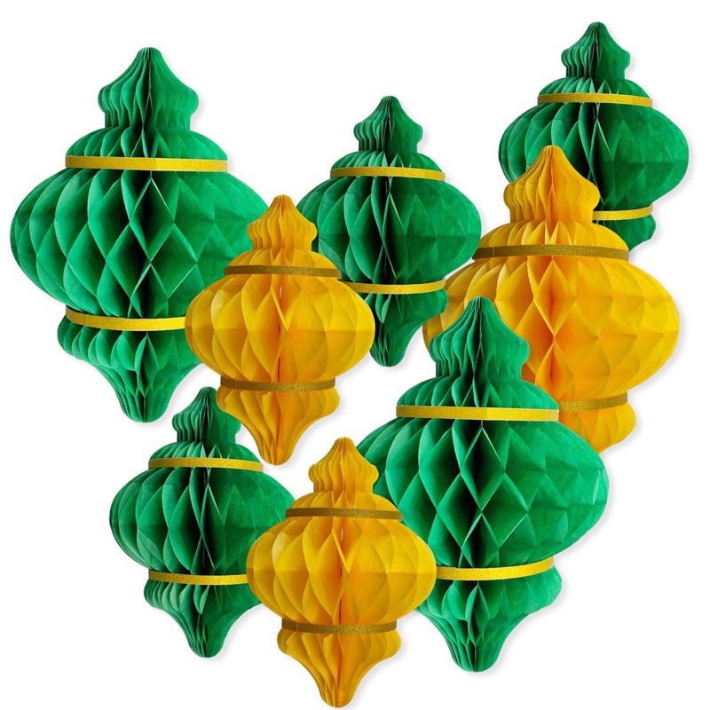 Jual LAMPION KERTAS LEBARAN IDUL FITRI RAMADHAN EID MUBARAK HIJAU GOLD ...
