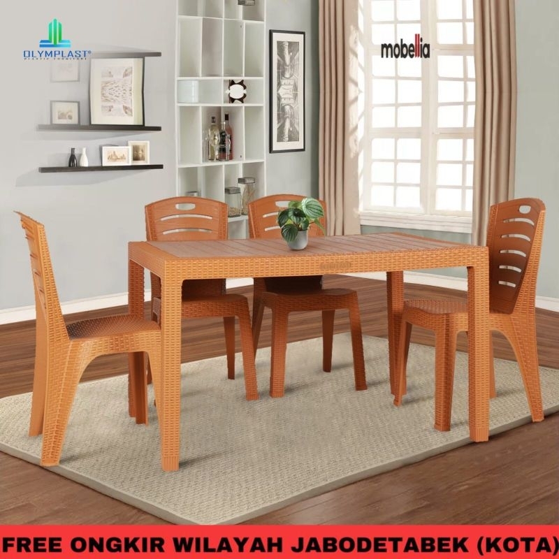 Jual Meja Makan Plastik Olymplast Meja Makan Set 4 Kursi.- FREE ONGKIR JABODETABEK | Shopee ...