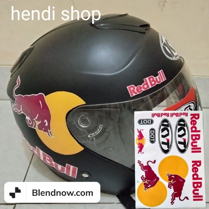 Jual stiker helm,decal helm,red bull+ logo helm KYT model print | Shopee Indonesia