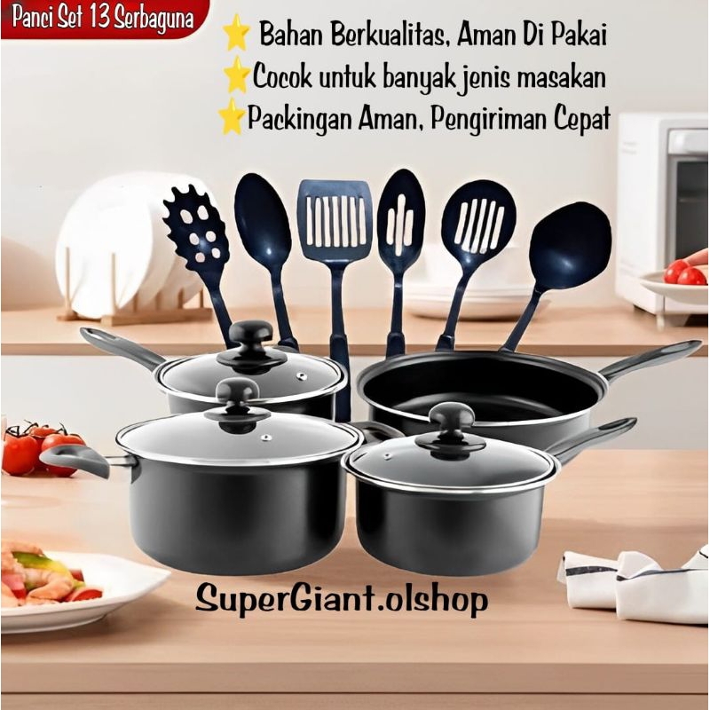 Jual PANCI SET 13/COOKWARE SET 13/COOKWARE SET 13PCS HITAM⭐ Supergiant ...