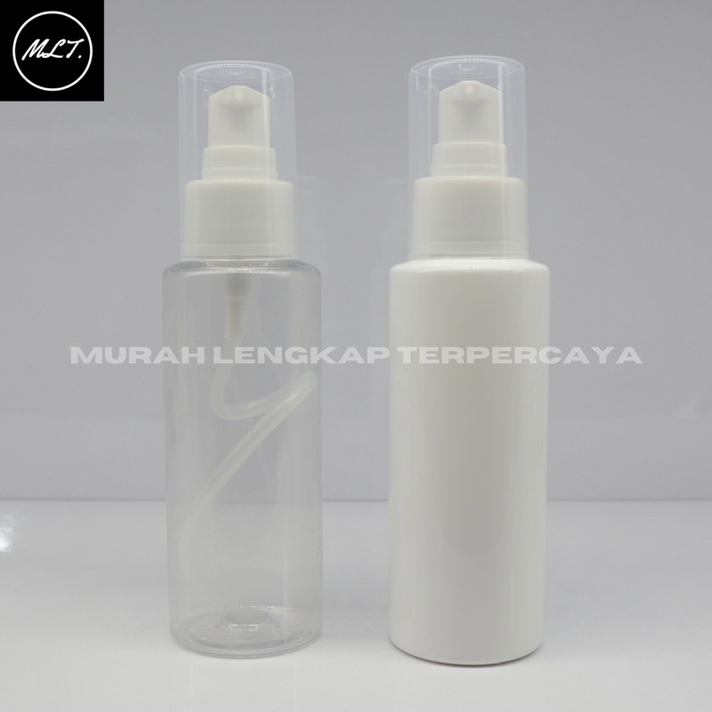 Jual BOTOL RF 100ML PUTIH PUMP TREATMENT FULLCAP PUTIH FULL COVER BOTOL PLASTIK RF 100 ML CLEAR ...