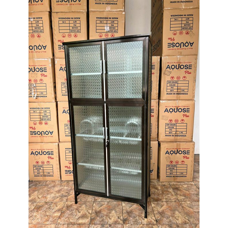 Jual Rak piring kaca 80 frame coklat tinggi 160 cm | Shopee Indonesia