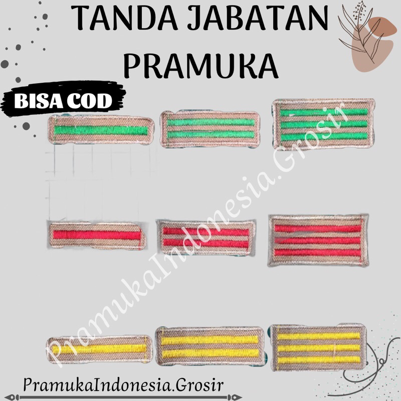 Jual TANDA JABATAN PRAMUKA Strip 1/2/3 Pratama Pinru Wapinru Warna ...