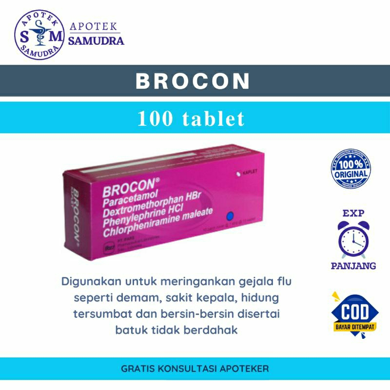 Jual BROCON - 1 BOX ISI 10 STRIP (Obat untuk mengatasi gejala flu ...