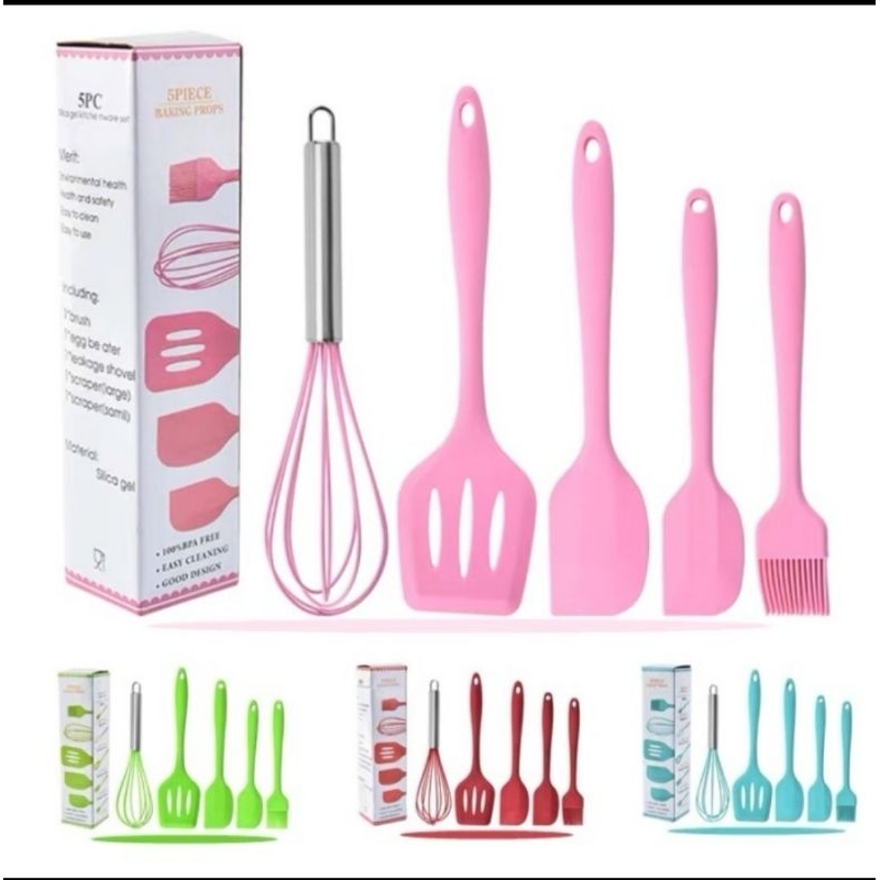 Jual Spatula silikon set 5in1 alat masak tahan panas/ Sutil silicon ...