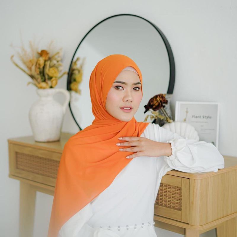 Jual Hijab PASHMINA CERUTY BABYDOLL 180CM X 75CM WARNA ORANGE MUSTARD (Shope) | Shopee Indonesia