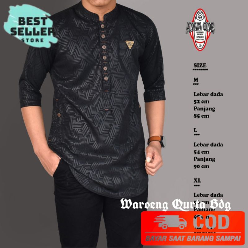 Jual Baju Koko Kurta Emboss Pria Original Anwa One Premium Lengan 3/4 ...