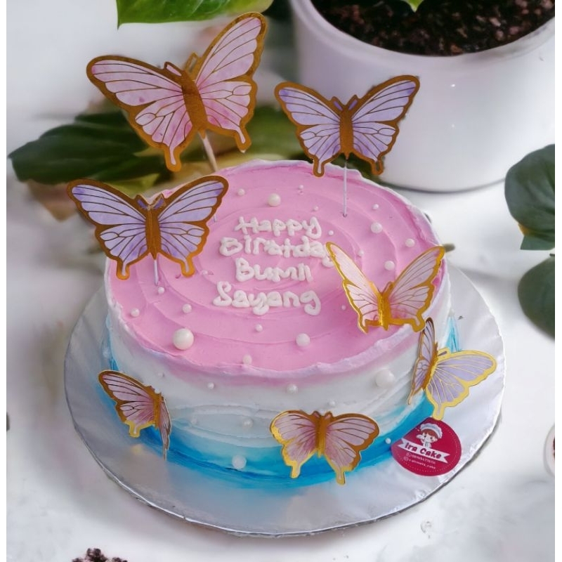 Jual kue ultah korean cake kupu kupu uk 20cm &16cm | Shopee Indonesia