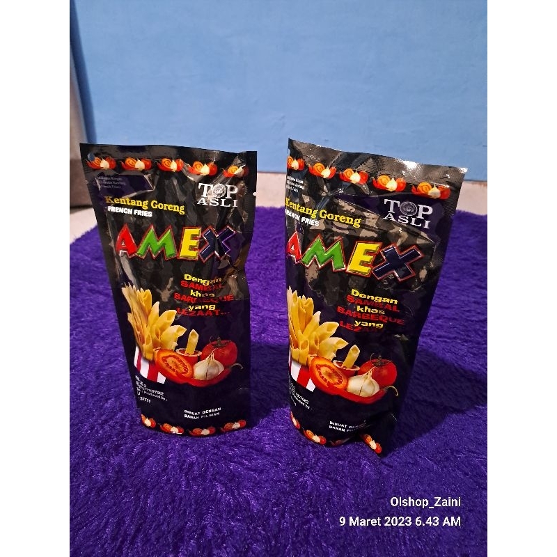Jual 10 pcs Kentang goreng AMEX 35 gram + Sambal Standing Pouch Snack ...