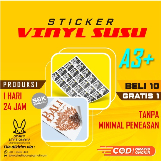 Jual Cetak Sticker VINYL Susu label anti air A3+ label makanan / online ... Jual Cetak Sticker VINYL Susu label anti air A3+ label makanan / online ...