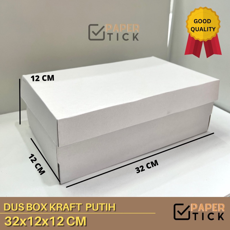 Jual Dus Box Putih 32x12x12 CM Dus Packaging Kemasan Sepatu Baju ...