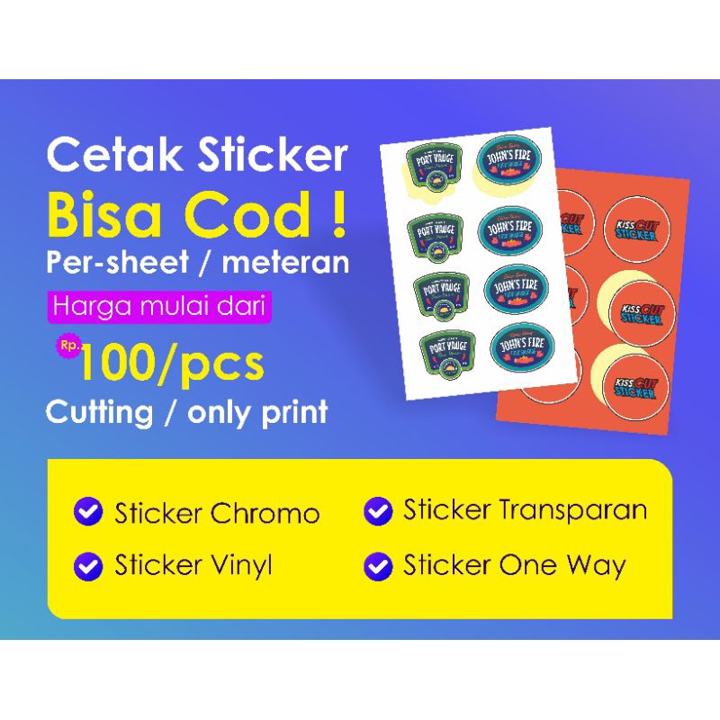 Jual Cetak Stiker A3+ Print Stiker Vynil Model Bebas - custom cutting ...