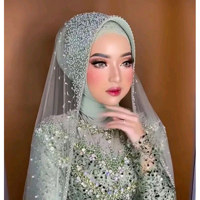 Jual slayer pengantin mutiara tabur / slayer wedding / veil wedding ...