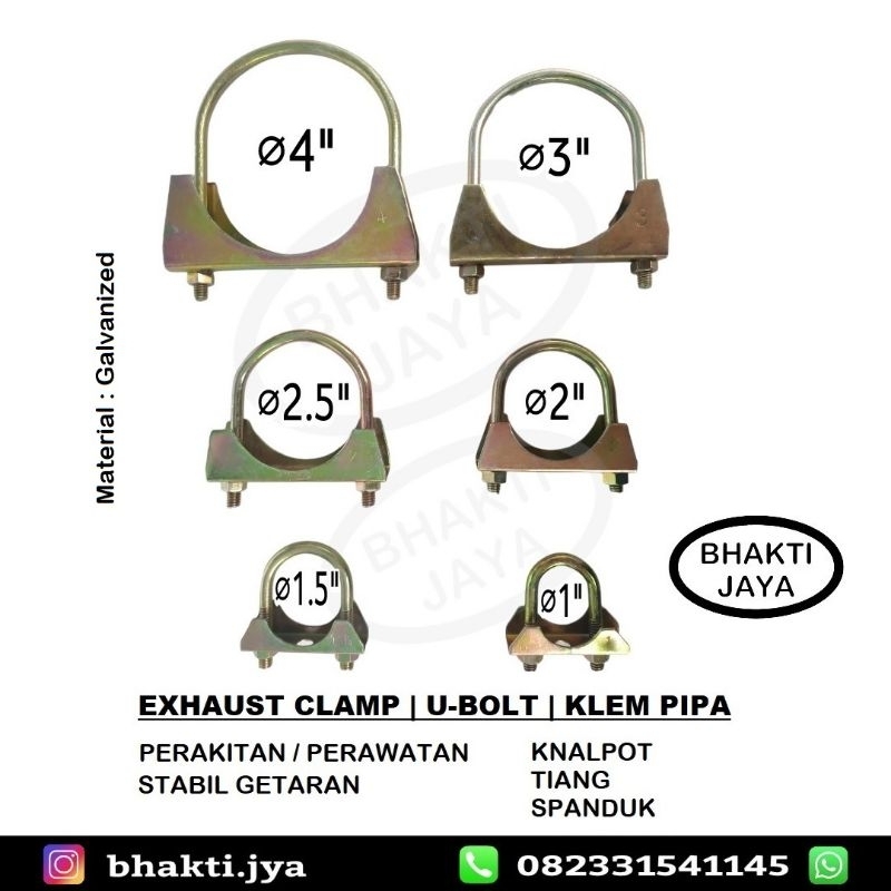 Jual Exhaust clamp / U-bolt / Klem Pipa (Knalpot, Tiang, Spanduk) 2 ...
