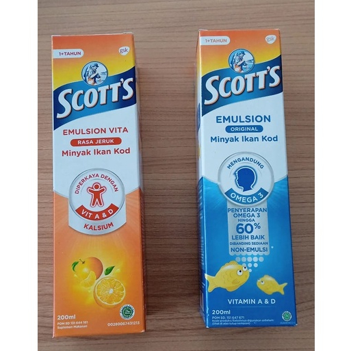 Jual Minyak Ikan Scott's Emulsion Vitamin Rasa Jeruk & Original 200 ml ...