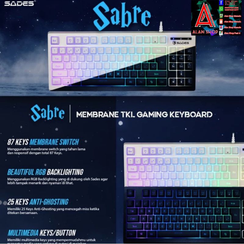 Jual KEYBOARD GAMING ARGB SADES SABRE | Shopee Indonesia