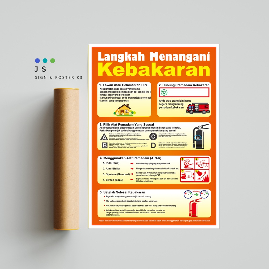 Jual POSTER SAFETY K3 - LANGKAH MENANGANI KEBAKARAN | Shopee Indonesia