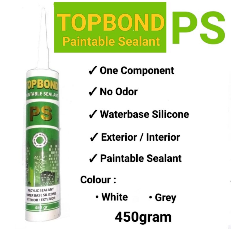 Jual Lem Silikon Bisa Dicat TOPBOND PS Paintable Acrylic Sealant ...