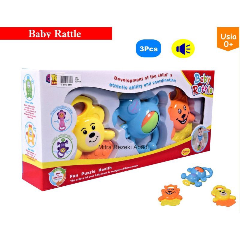 Jual MAINAN BABY RATTLE SET 3 PCS / MAINAN BAYI / MAINAN EDUKASI MUSIK ...