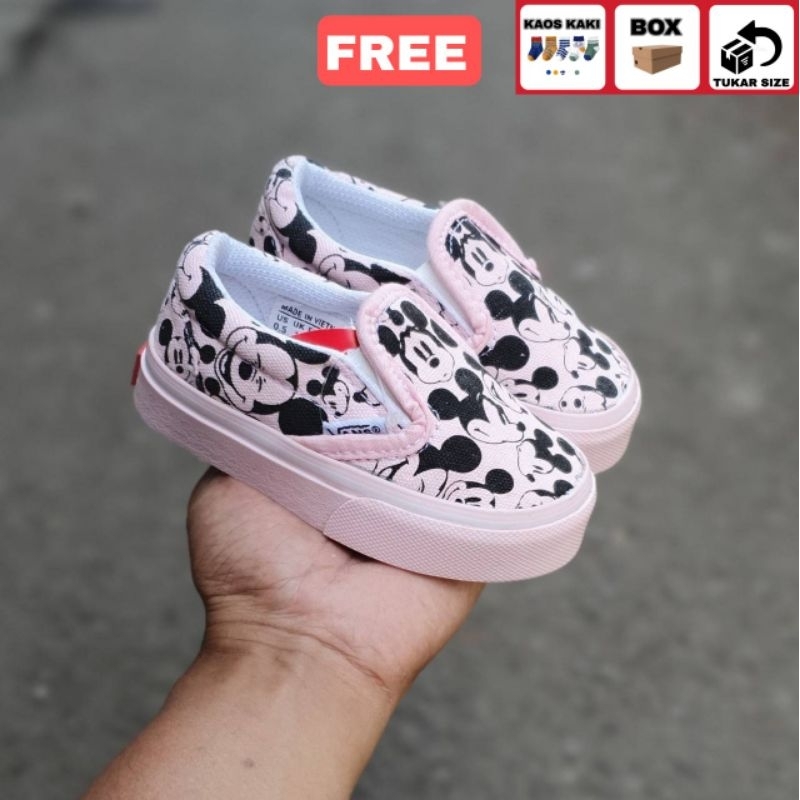 Jual Sepatu anak vans slip on mickey mouse pink cewe sepatu anak ...