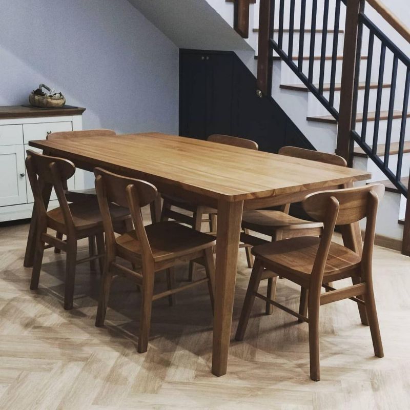 Jual Meja makan minimalis 6 kursi terbaik meja makan kayu jati modern terlaris | Shopee Indonesia