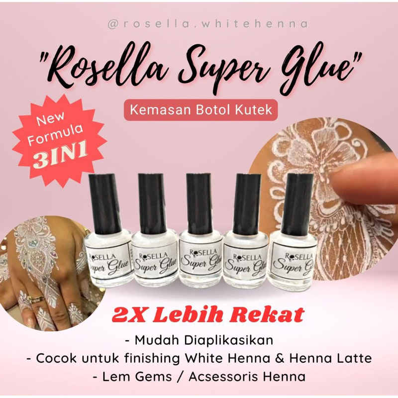 Jual [PROMO] 15ml NEW ROSELLA SUPER GLUE 2x lebih lengket [botol kutek ...