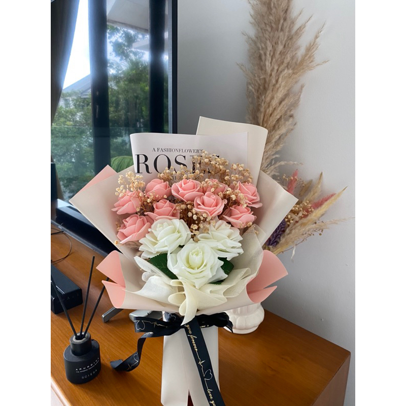 Jual [READY, CUSTOME] BOUQUET MAWAR / BUKET BUNGA MAWAR / PINK ...