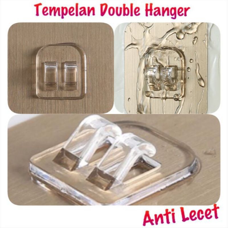 Jual Tempelan dinding tembok 2 kaitan double hanger hook serbaguna 2 ...